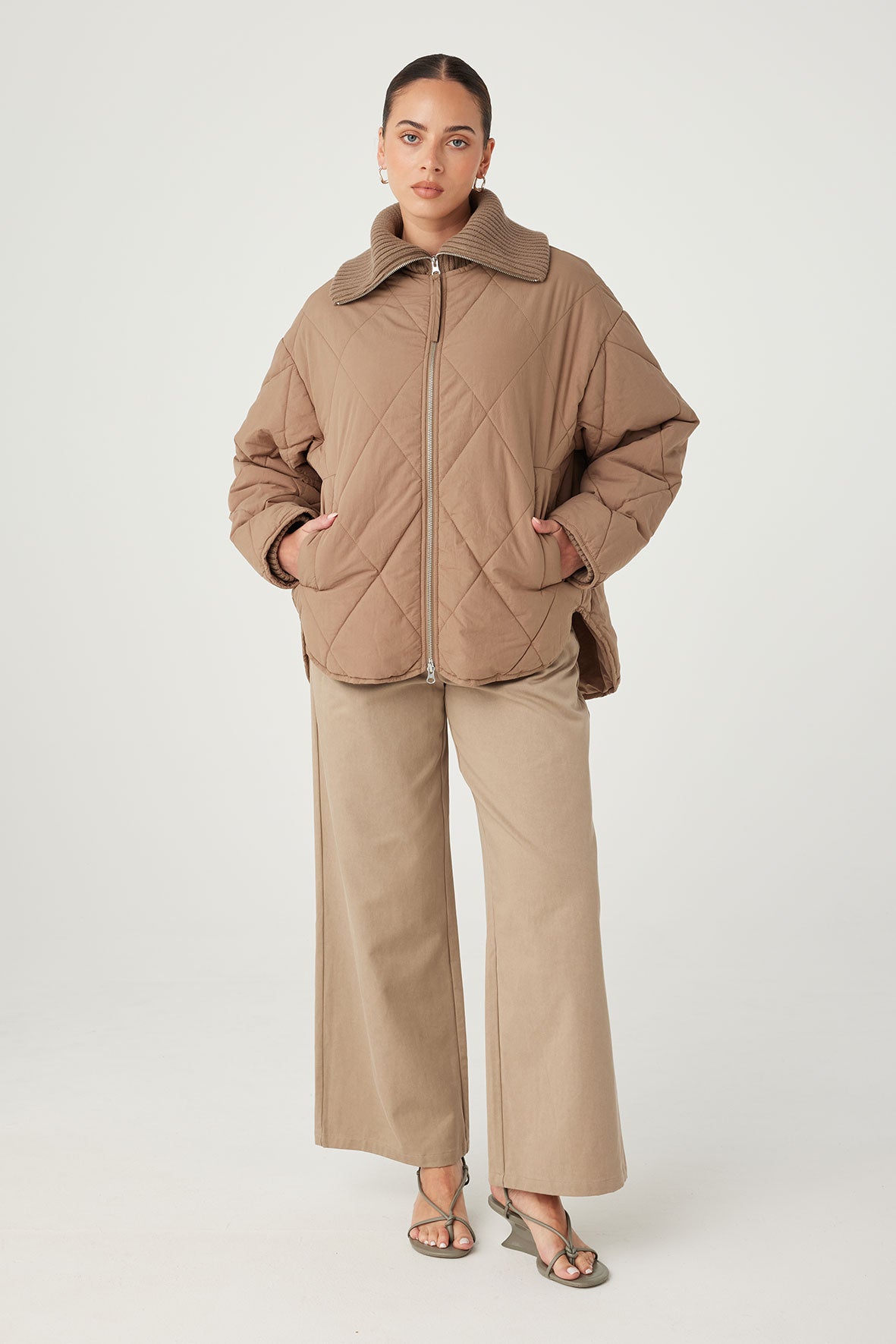 Arcaa Reece Quilted Jacket Taupe | West of Venus